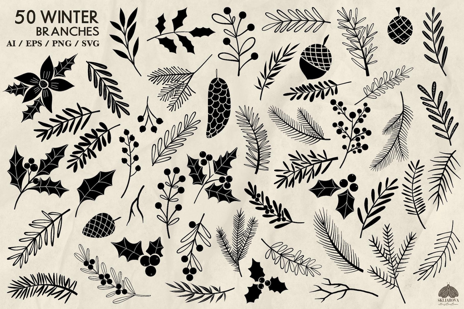 Winter Branches Svg Bundle Christmas Plants Svg Winter Botanical ...