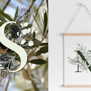Floral Olive Alphabet SVG Bundle Botanical Olives Letters Numbers ...