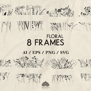 Wildflower Frame Svg Bundle Wildflower Split Borders Svg Png Floral ...