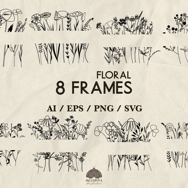 Floral Border Split Svg - Etsy