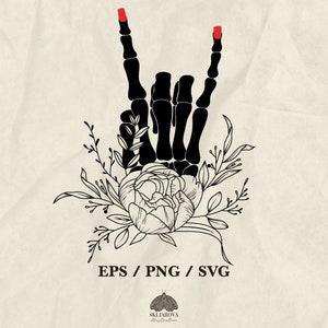 Rock N Roll Hand Sign Svg Heavy Metal Svg Rock on Music Svg Skeleton ...