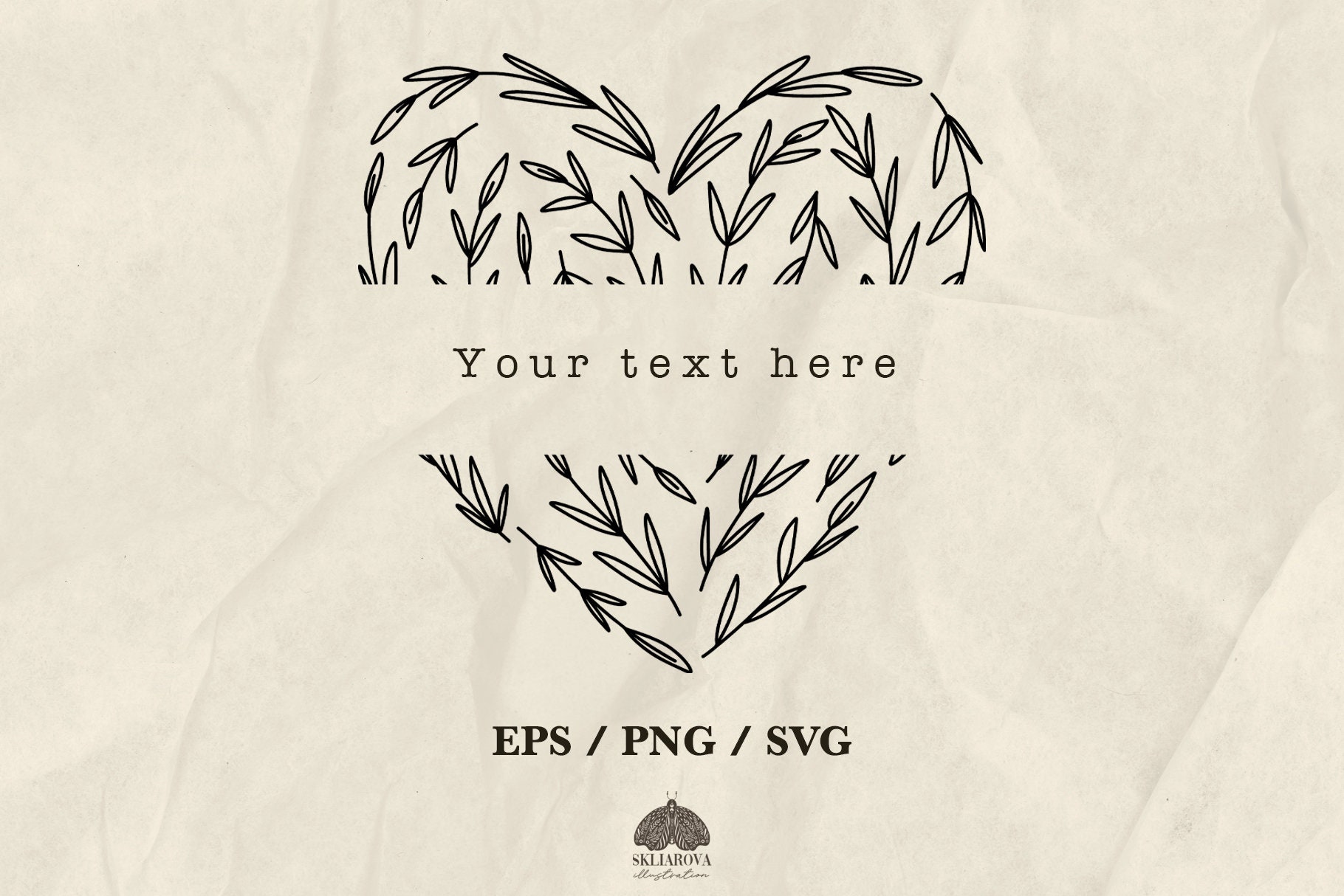 Floral Heart Frame Svg Greenery Split Frame Border Svg Branches ...