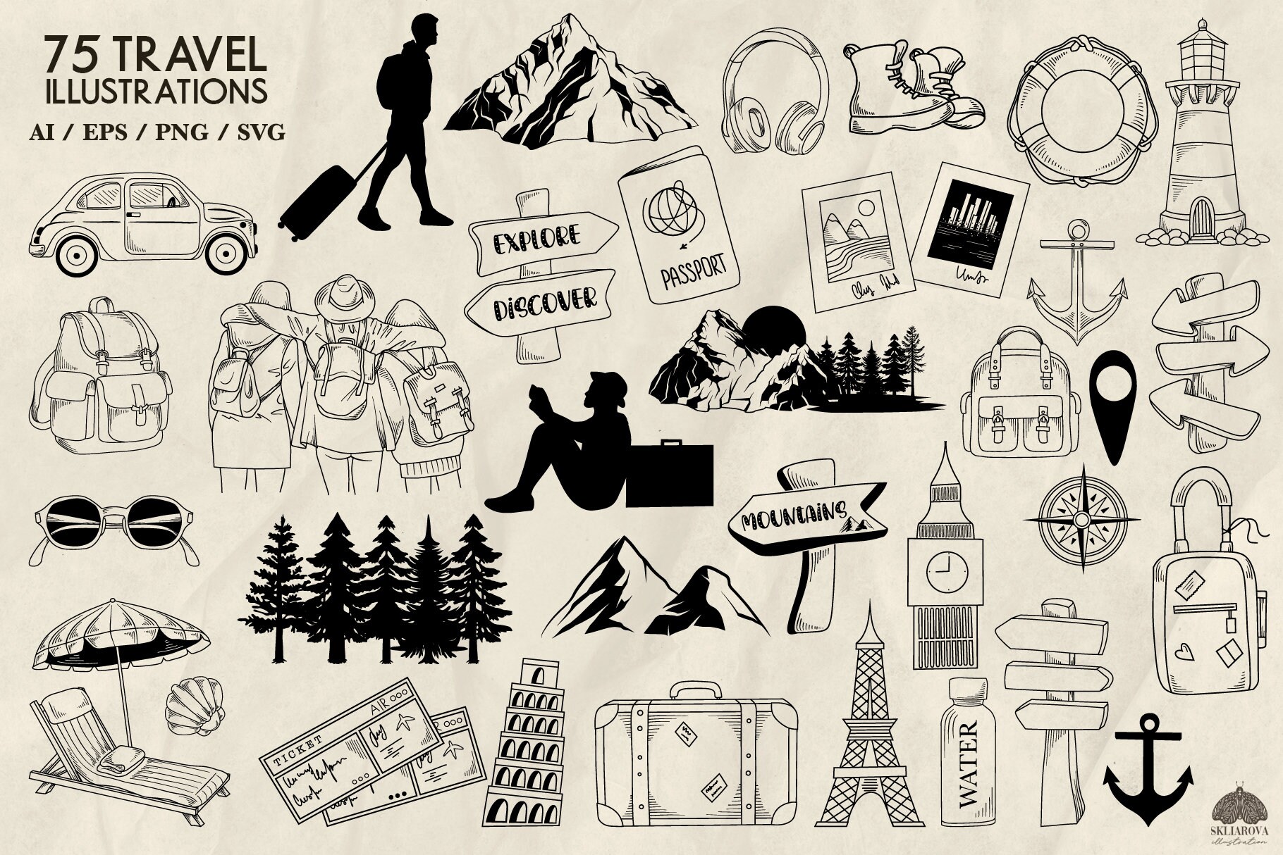 Travel SVG Bundle Tourism Svg Adventure Svg Summer Vacation Outline Svg ...