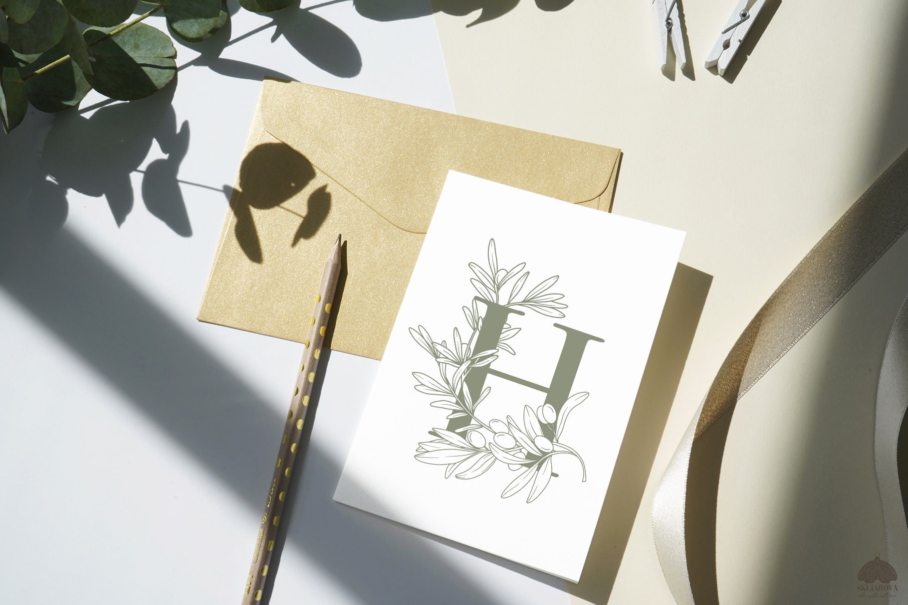 Floral Olive Alphabet SVG Bundle Botanical Olives Letters Numbers ...