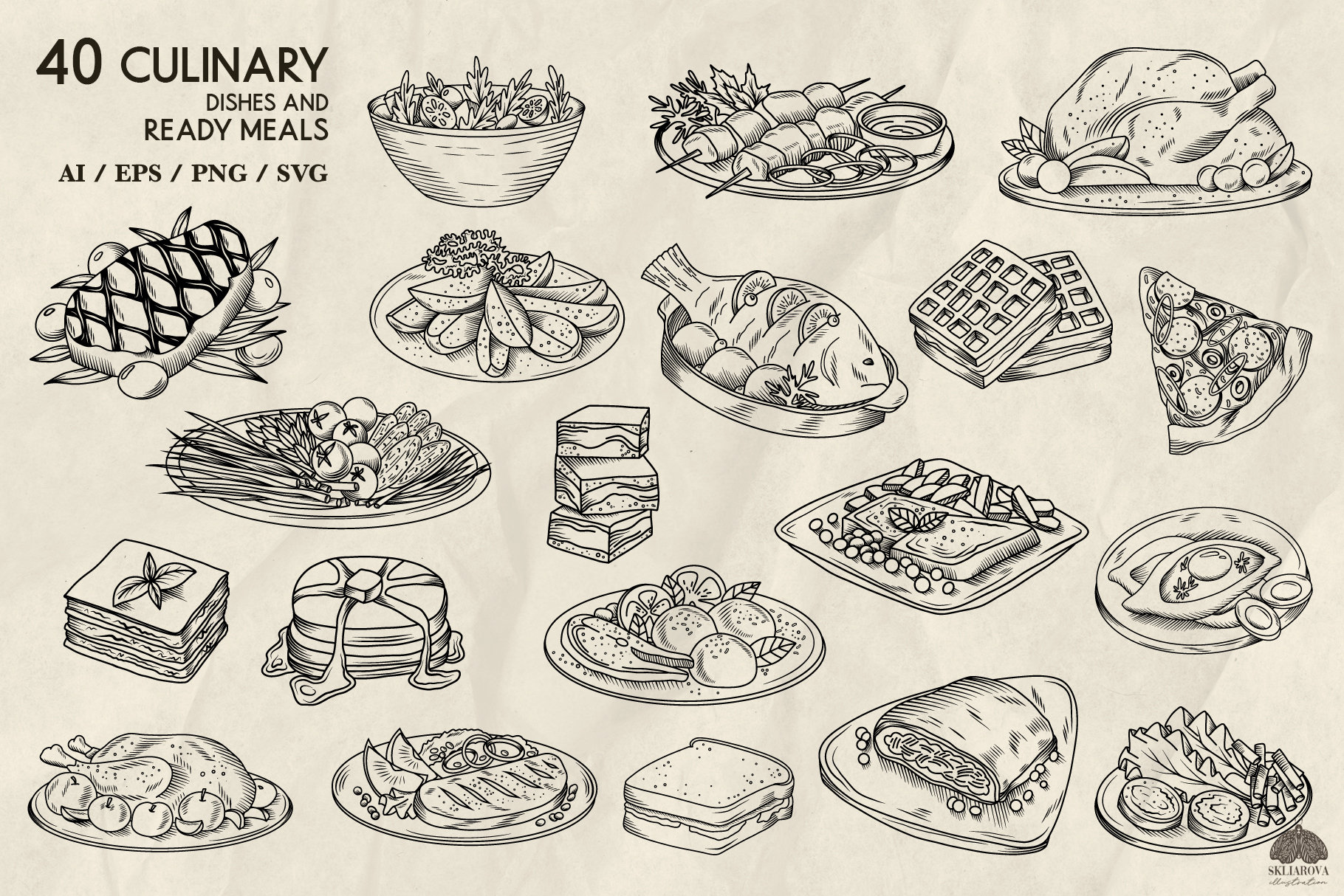 Food Svg Bundle Culinary Svg Dishes Svg Steak Svg Ready Food Svg ...