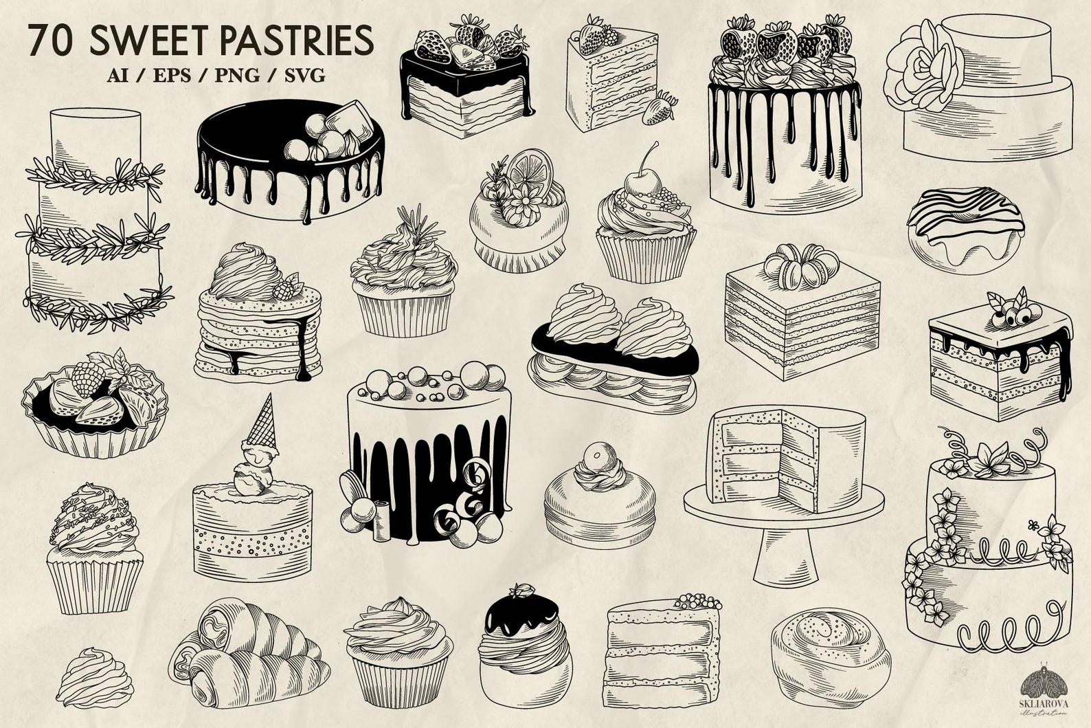Sweet Pastries Svg Bundle Cake Svg Dessert Svg Baking Svg Muffin Svg ...