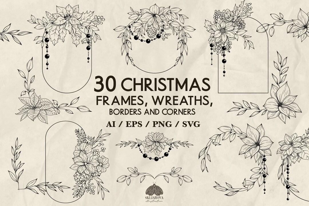 Christmas Frame Svg Winter Wreath Svg Geometric Floral Border Svg Text ...