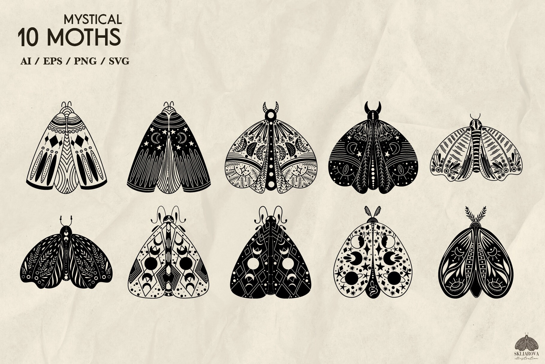 Moth Svg Bundle Line Art Celestial Moth Svg Moon Moth Svg Mystical ...