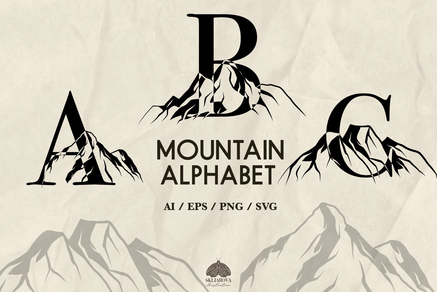 Mountain Alphabet SVG Bundle: Nature Monogram Letters (+ PNG, EPS) - Etsy