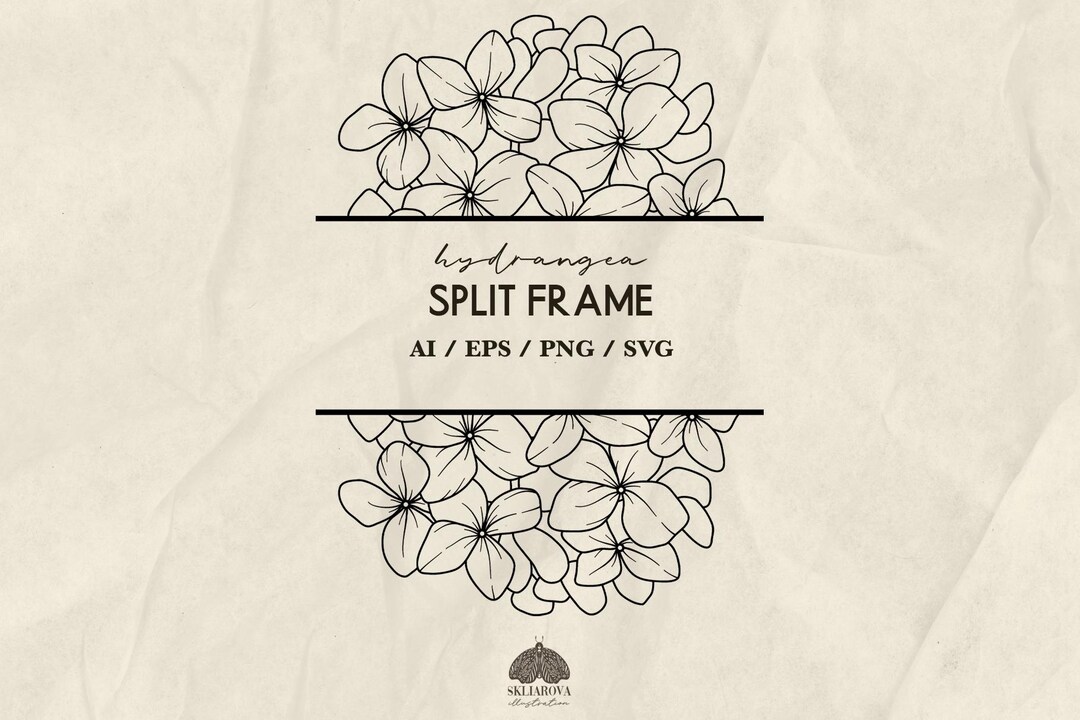 Hydrangea Svg Split Frame Flower Frame Svg Floral Border Svg Floral ...
