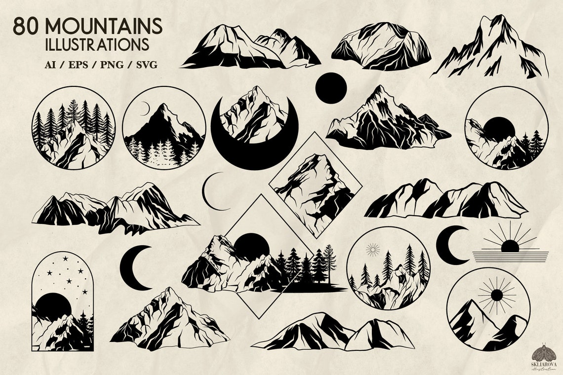 Mountains SVG Bundle Nature Files for Cricut Geometric Mountain ...