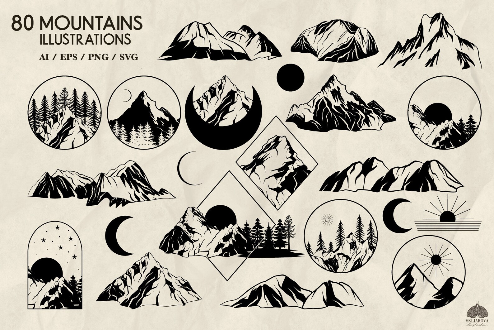 Mountains SVG Bundle Nature Files for Cricut Geometric Mountain ...