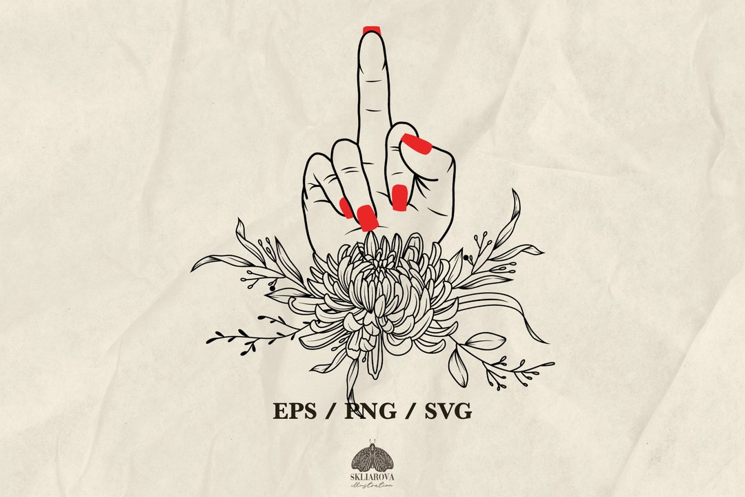 Middle Finger Svg Red Polish Middle Finger up Funny Svg Girl Finger Svg ...