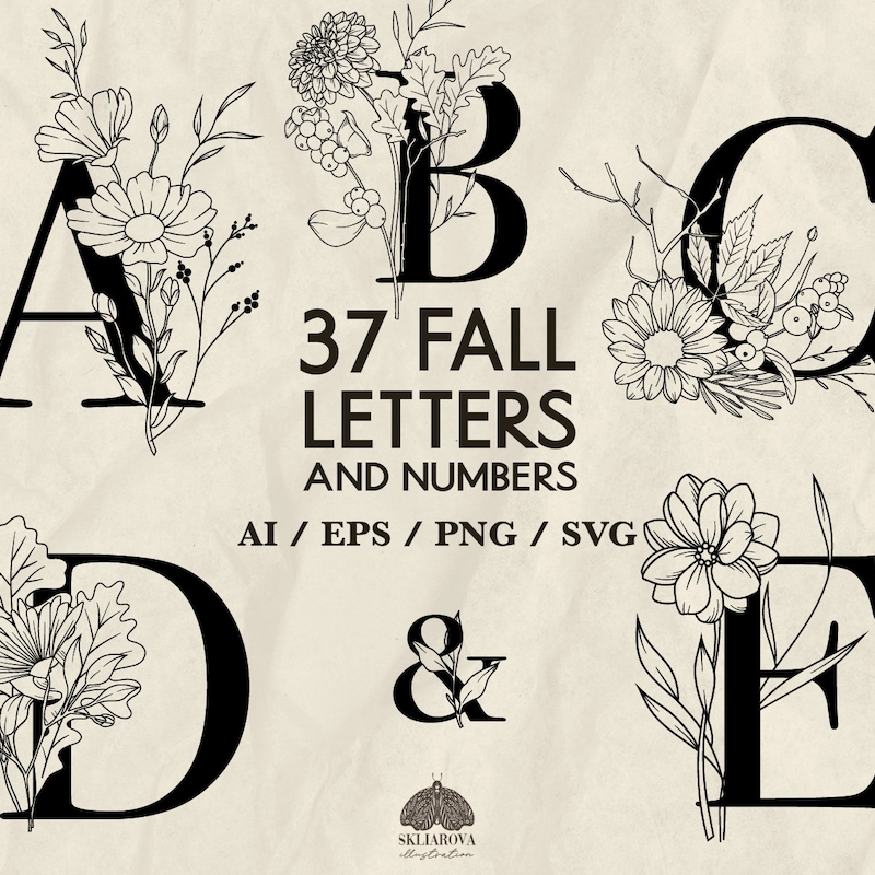 Floral Alphabet Svg - Etsy