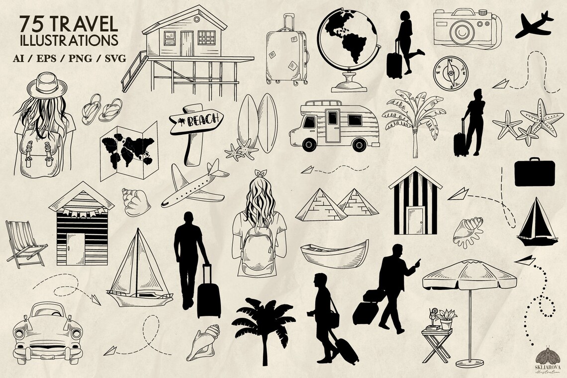 Travel SVG Bundle Tourism Svg Adventure Svg Summer Vacation Outline Svg ...