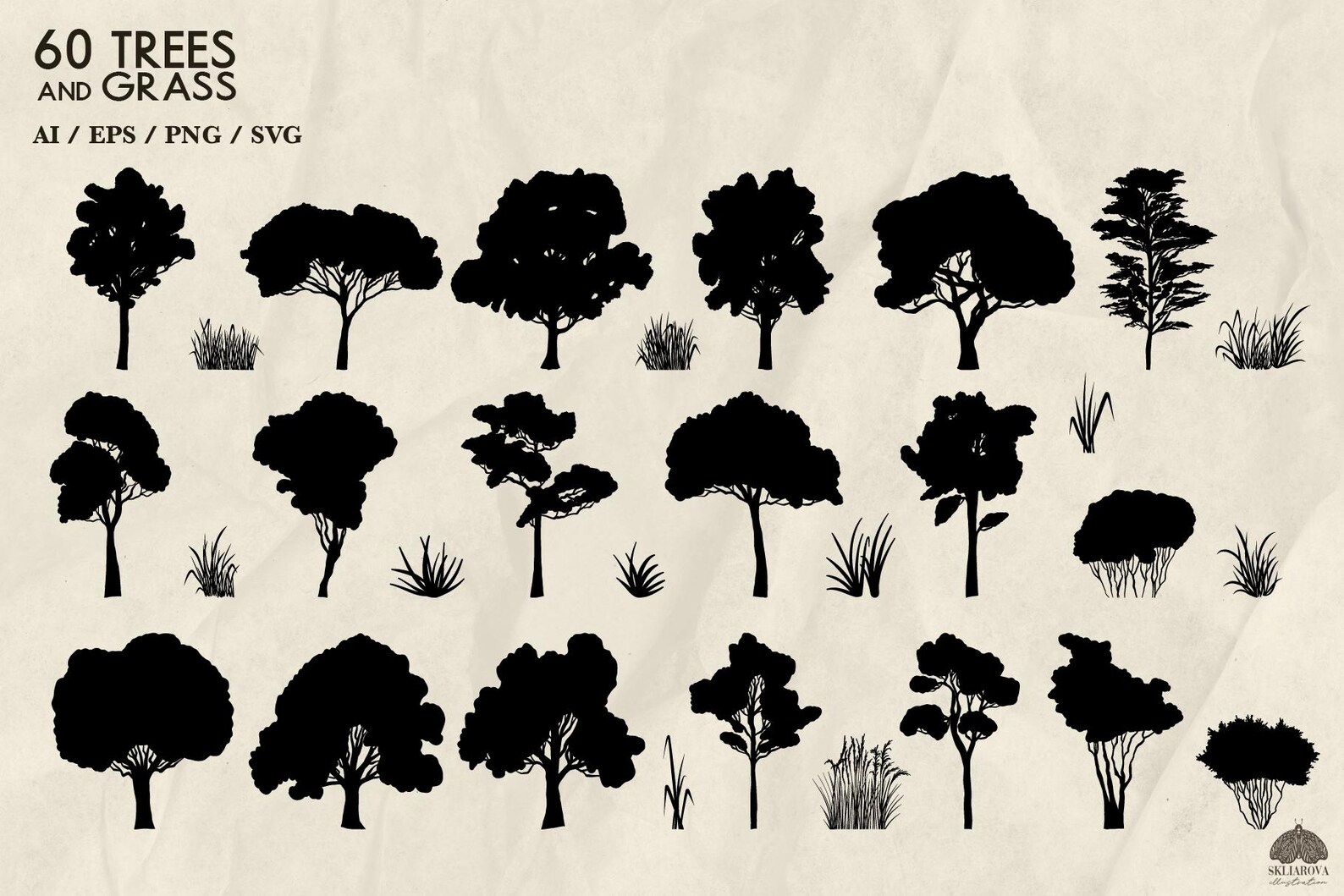 Trees SVG Bundle Tree Svg Png Grass Svg Bush Svg Deciduous Trees Svg ...