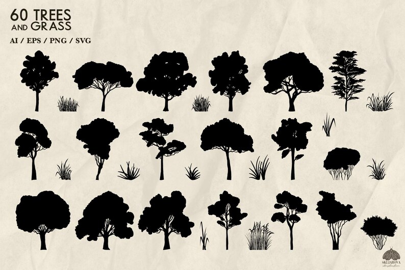 Trees SVG Bundle Tree Svg Png Grass Svg Bush Svg Deciduous Trees Svg ...