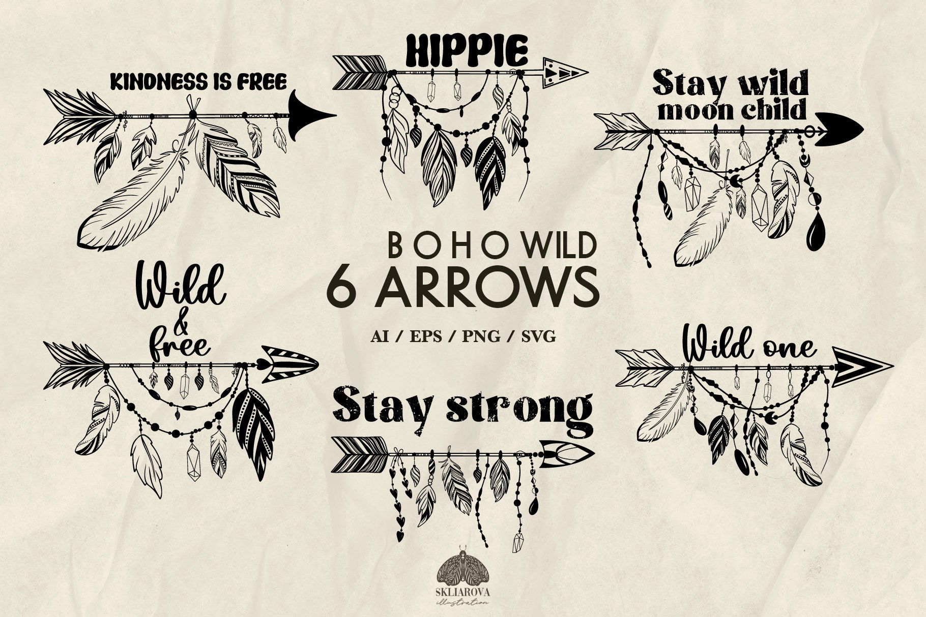 Boho Arrows Svg Bundle Hippie Svg Arrow Clipart Arrow Silhouette Stay ...