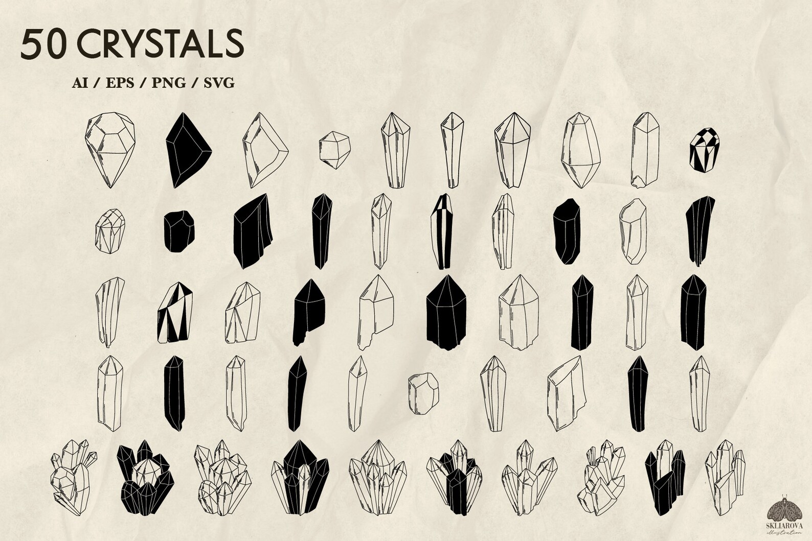 Crystals Svg Bundle Crystal Clipart Magic Crystal Silhouette Magic ...