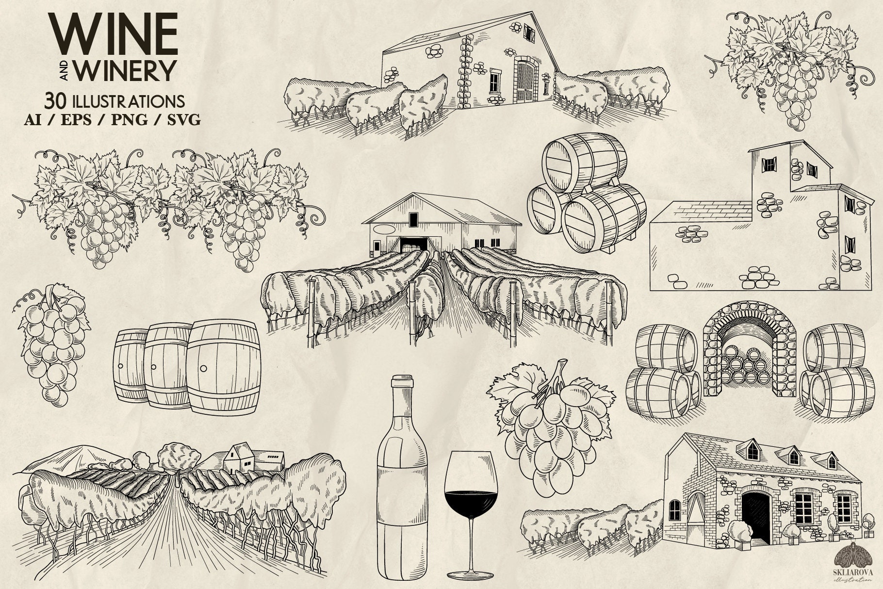 Wine Svg Bundle Vineyard Svg Winery Svg Grape Svg Wine Glass Svg ...