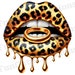 Leopard Dripping Lips With Golden Ring PNG, Engagement Lips Clipart ...