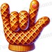 Waffle Hand Glove I Love You ASL PNG, Breakfast Hand Sign PNG, Waffle ...
