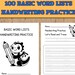 100 Basic Word Lists Handwriting Practice - 21 Pages of Themed Learning ...