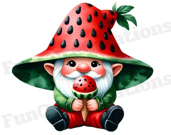 Sweet Watermelon Gnome Clipart Set of 10 High Quality 300 DPI Jpegs ...
