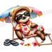 Summer Sloth Clipart, Cute Sloth Clipart, Beach Clipart, Summer Clipart ...
