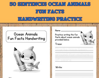 Wild Animals Fun Facts Handwriting Practice, Printable Handwriting ...