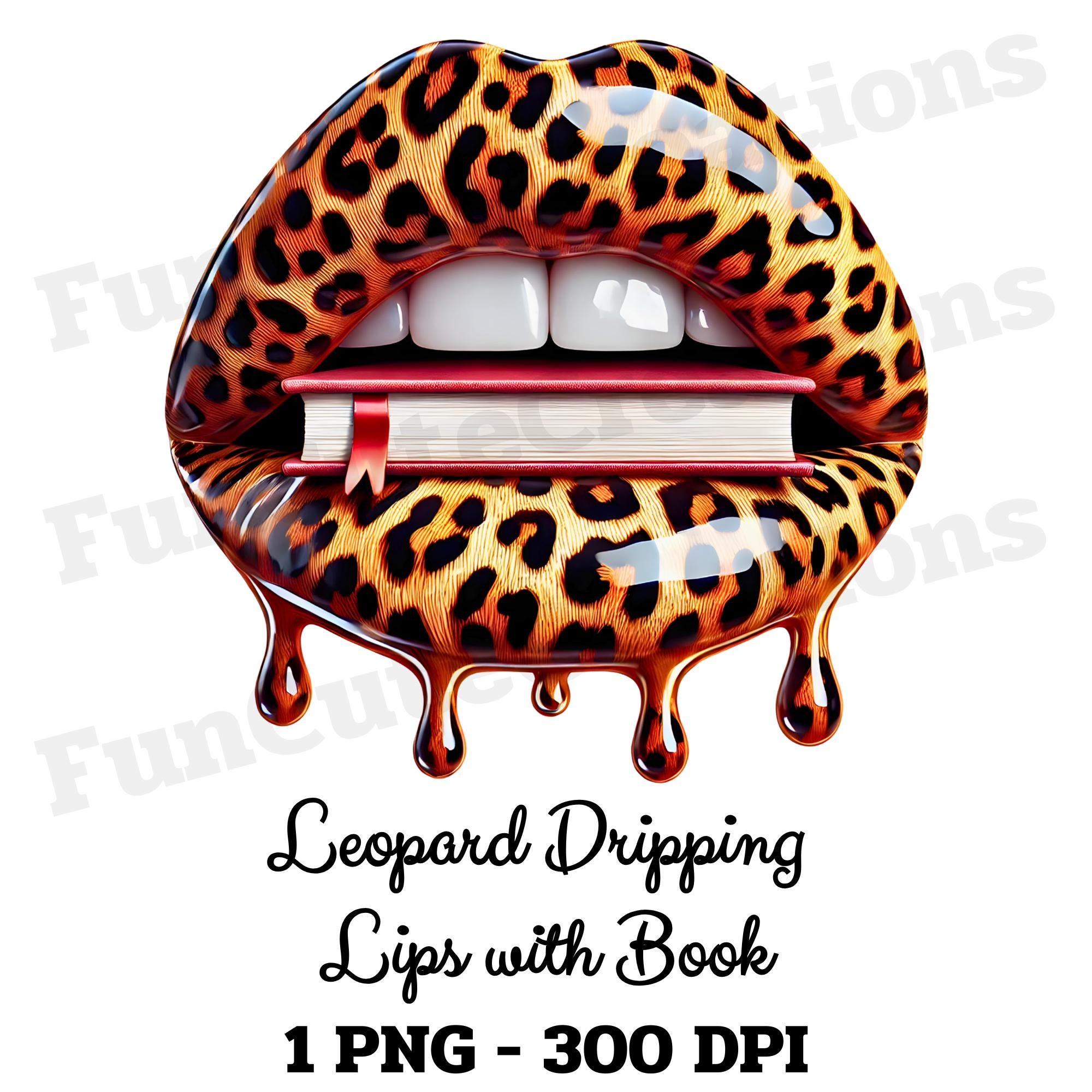 Leopard Dripping Lips With Book PNG, Book Lover Clipart, Leopard Print ...