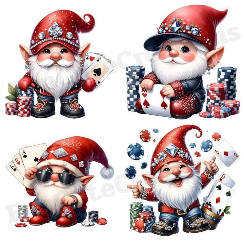 Poker Gnome Clipart, Poker Clipart, Card Player Gnome, Casino Gnome ...