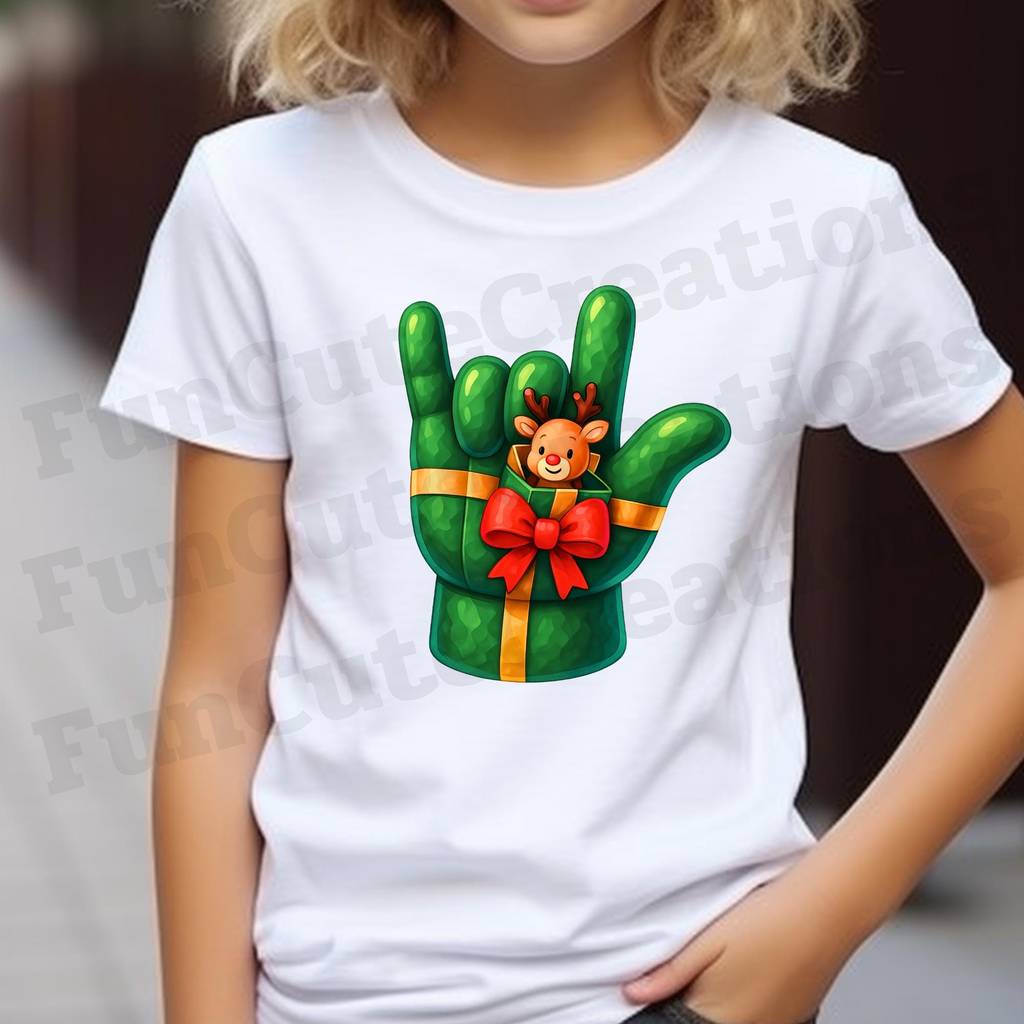 Gift Box Hand Glove I Love You ASL PNG, Christmas Sublimation, Festive ...