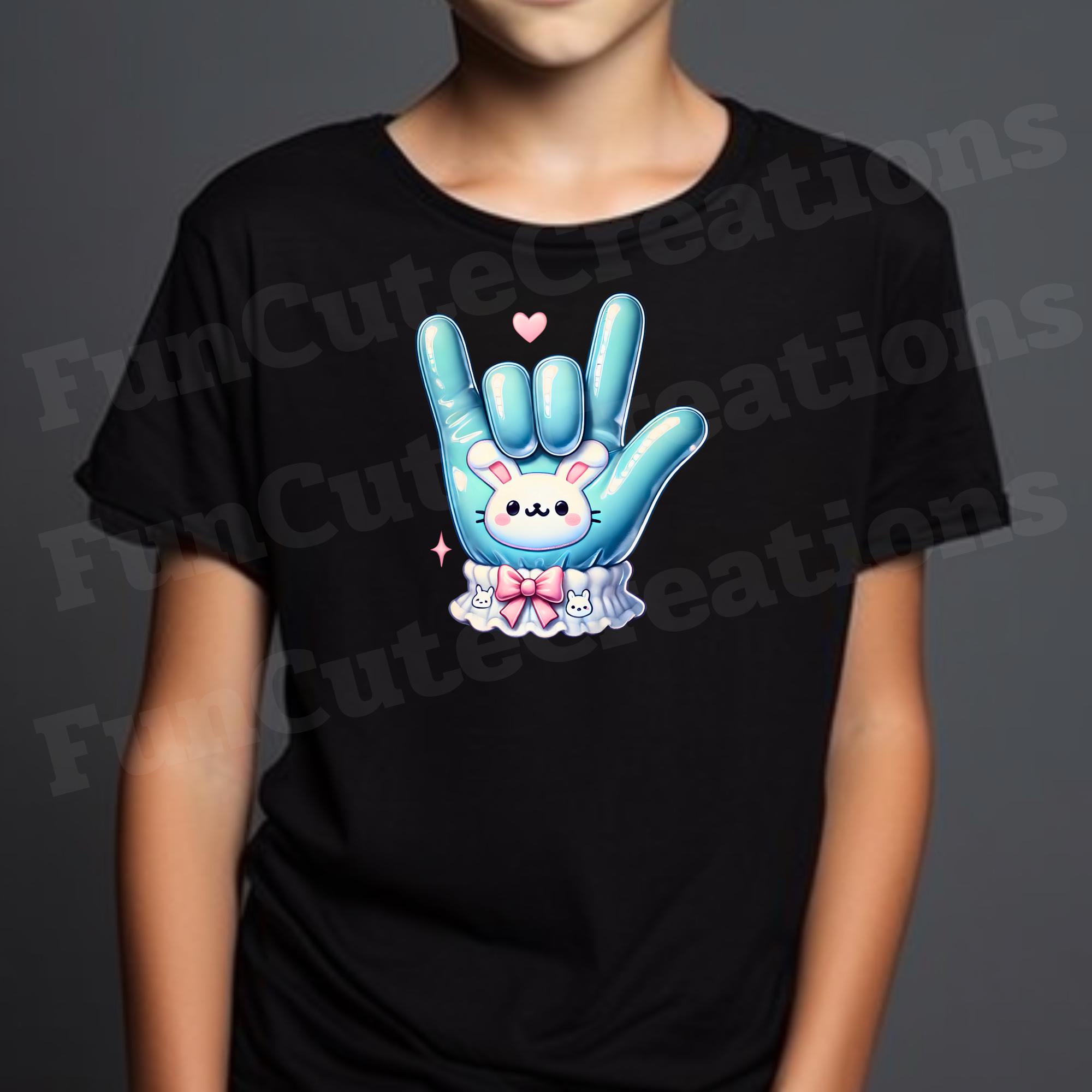 Rabbit Hand Glove I Love You ASL PNG, Cute Bunny PNG, Happy Easter Day ...