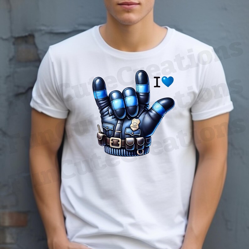 Police Hand Glove I Love You ASL PNG, Police Sublimation PNG, Police ...
