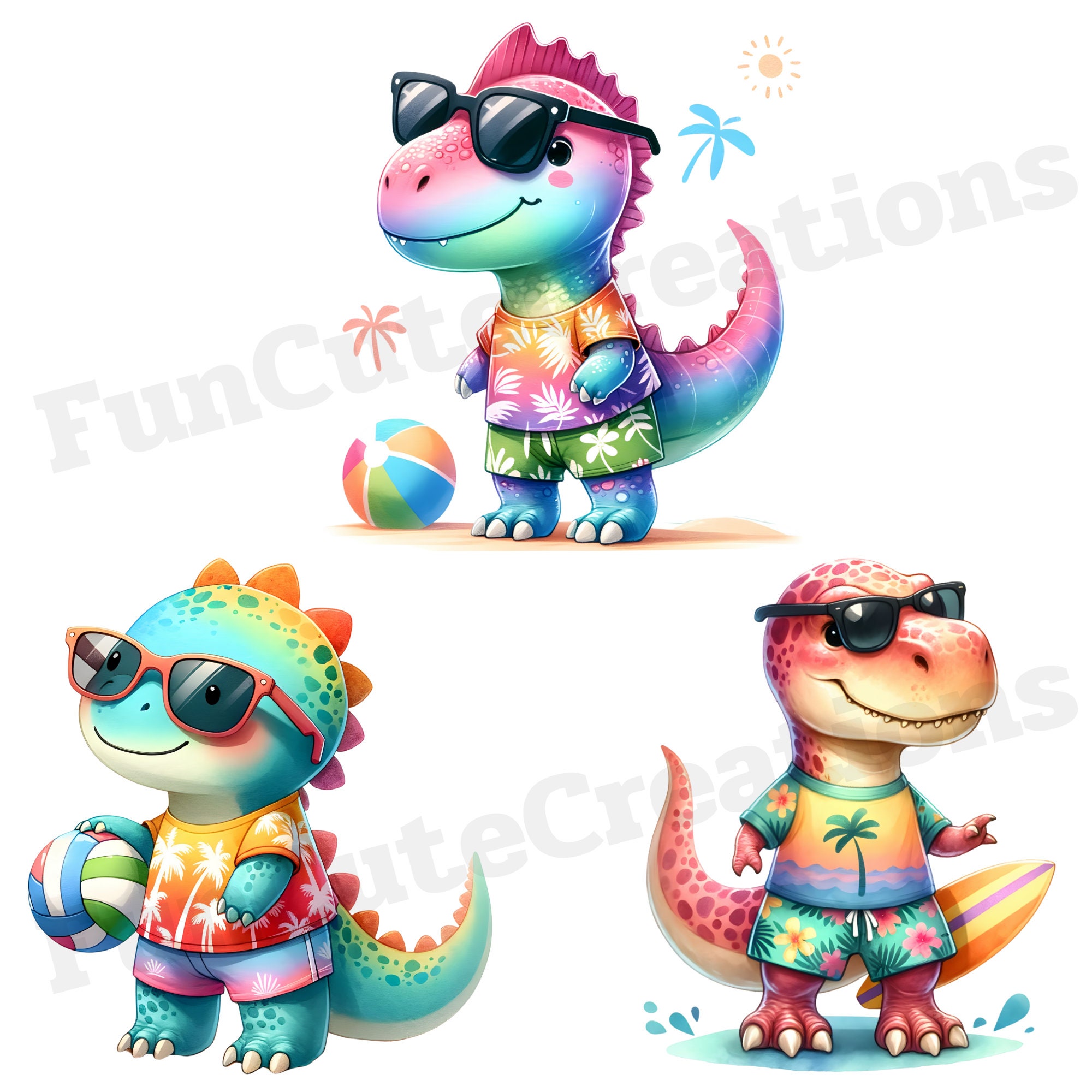 Summer Dinosaur Clipart, Dinosaur PNG, Beach Dinosaur, Dinosaur Lover ...
