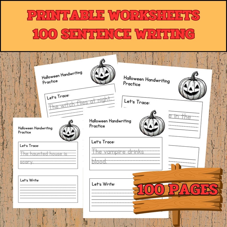 Halloween Handwriting Practice - 100 Sentences to Trace and Write ...