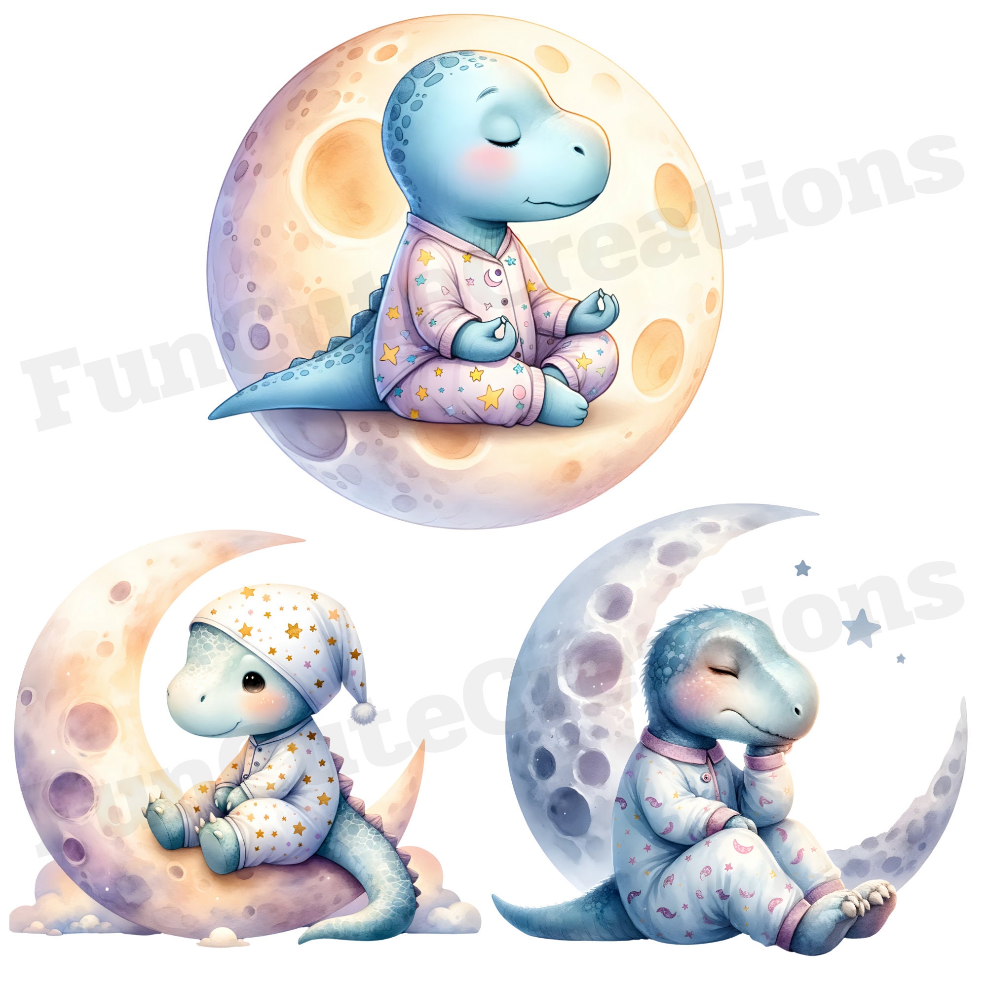 Dino Sit on the Moon Clipart, Moon Clipart, Dinosaur Moon Clipart ...