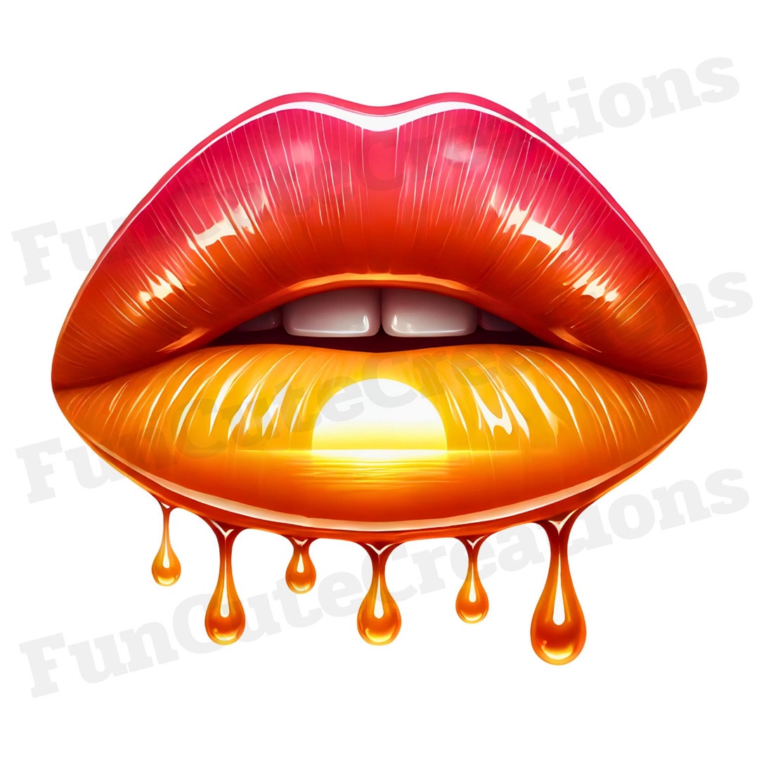 Dripping Lips With Rising Sun PNG, Rising Sun Lips Clipart, Nature Lips ...