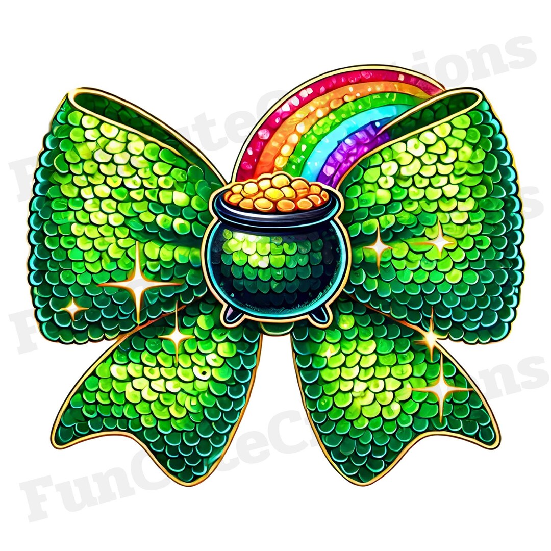 Coquette Bow St. Patrick’s Day Rainbow and Pot of Gold PNG, St. Patrick ...