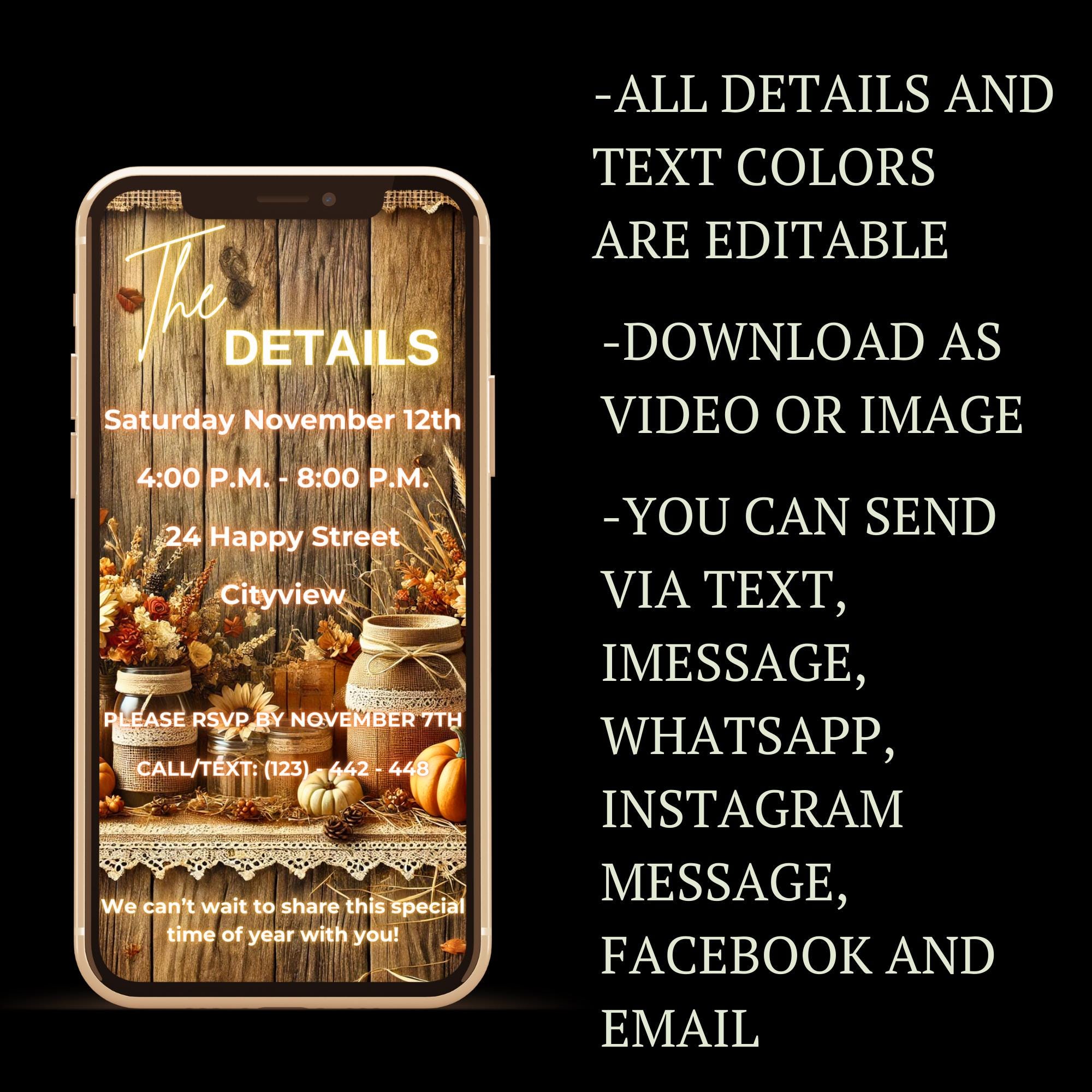 Fall Harvest Party Invite, Digital Video Fall Harvest Party Invite ...