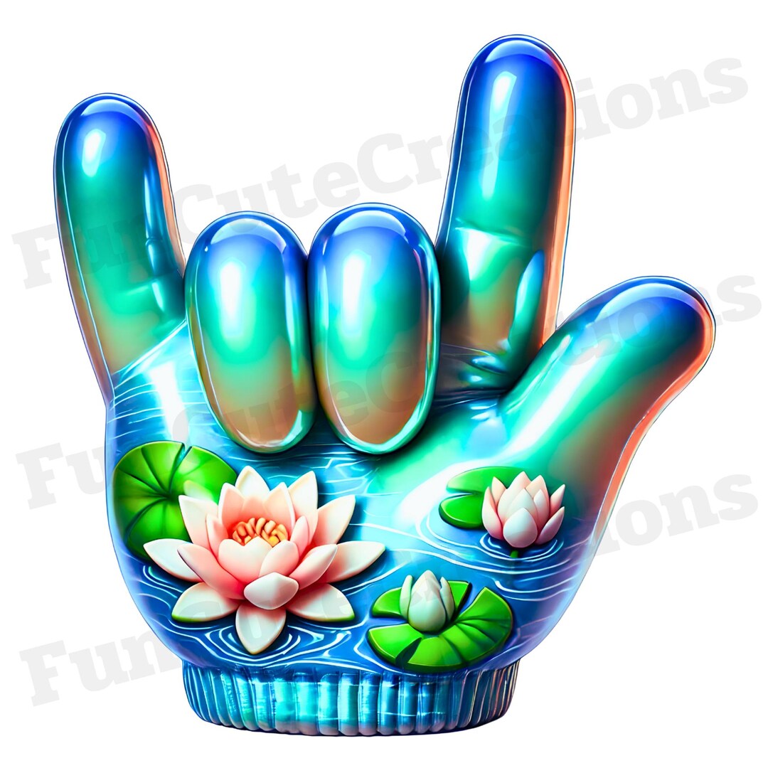 Lotus Hand Glove I Love You ASL PNG, Yoga Inspired Hand Sign PNG ...