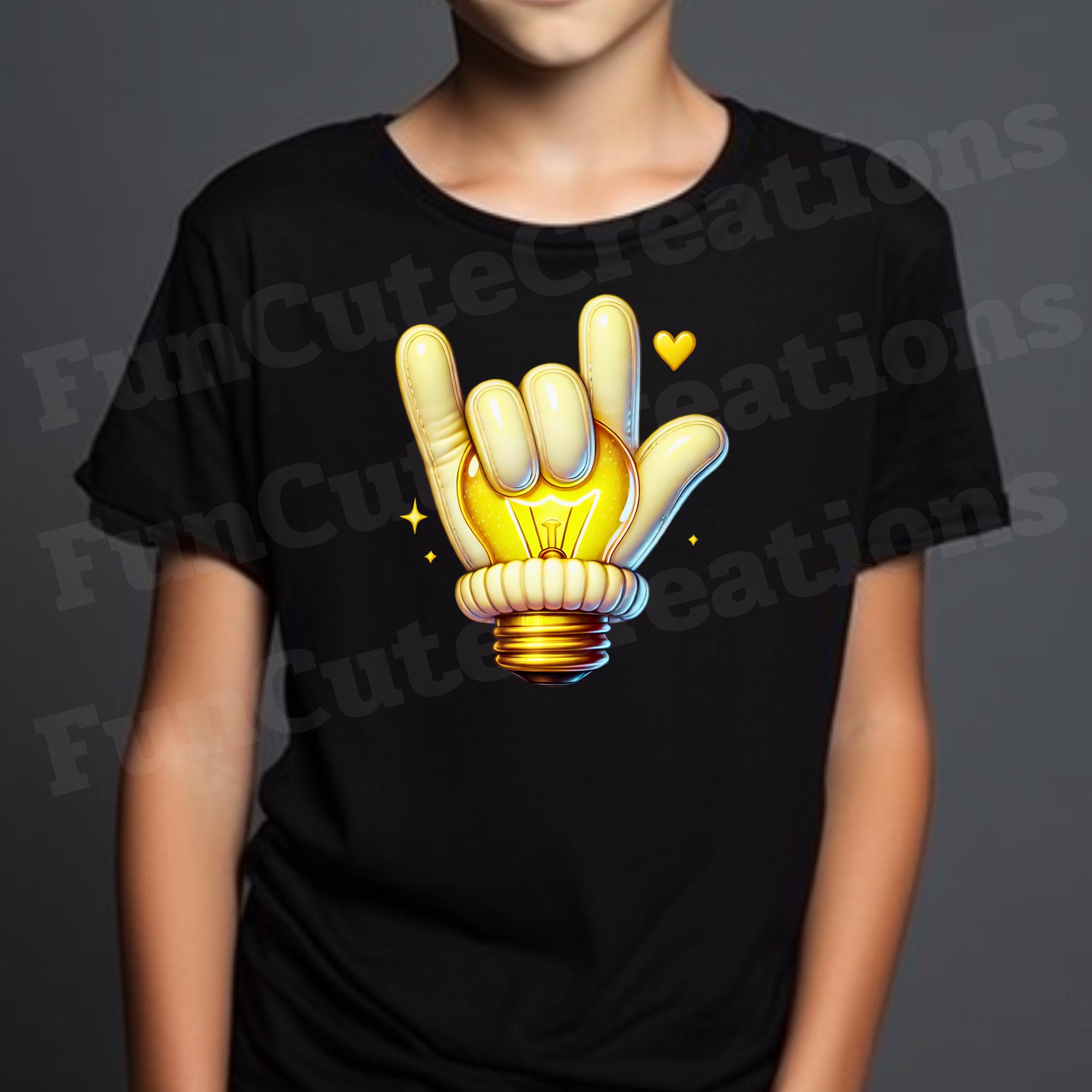 Light Bulb Hand Glove I Love You ASL PNG, Bright Idea PNG ...