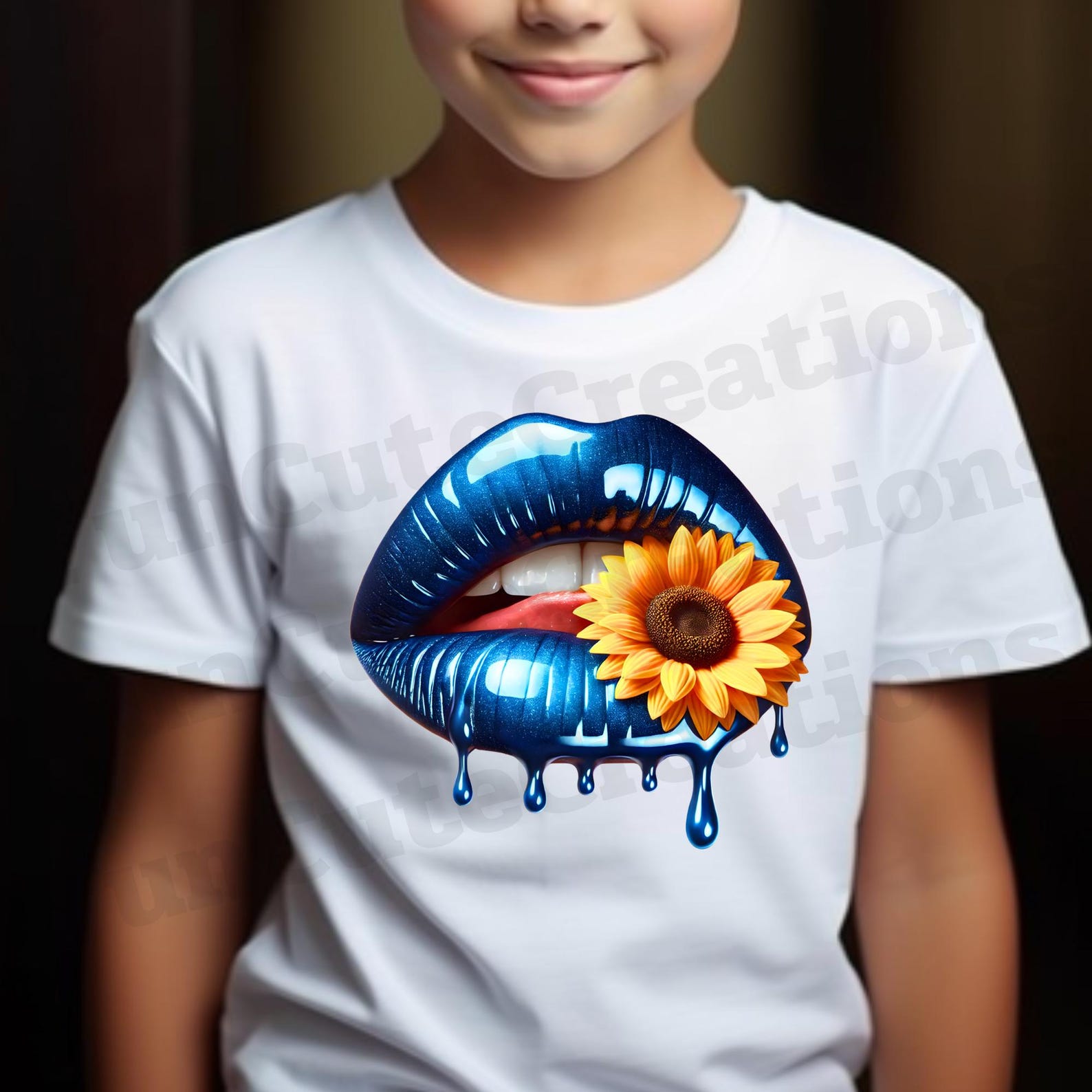 Dripping Lips With Sunflower PNG, Sunflower Lips Clipart, Floral Lips ...