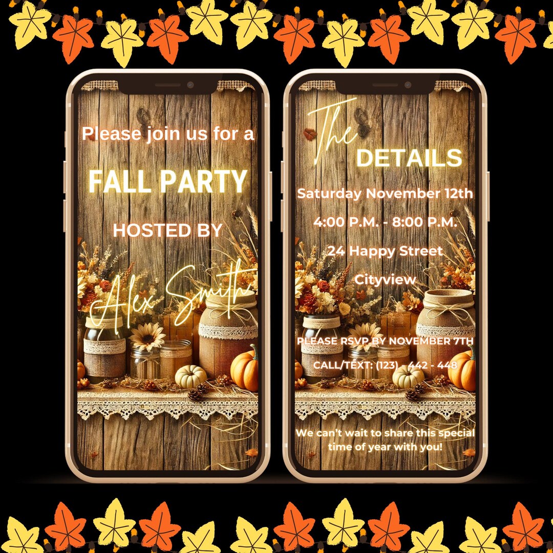 Fall Harvest Party Invite, Digital Video Fall Harvest Party Invite ...