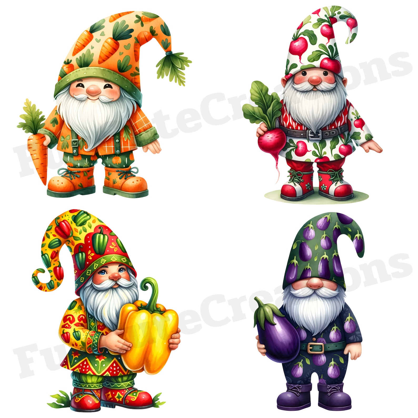 Veggie Gnome Clipart, Vegetable Clipart, Garden Gnome PNG, Vegetable ...