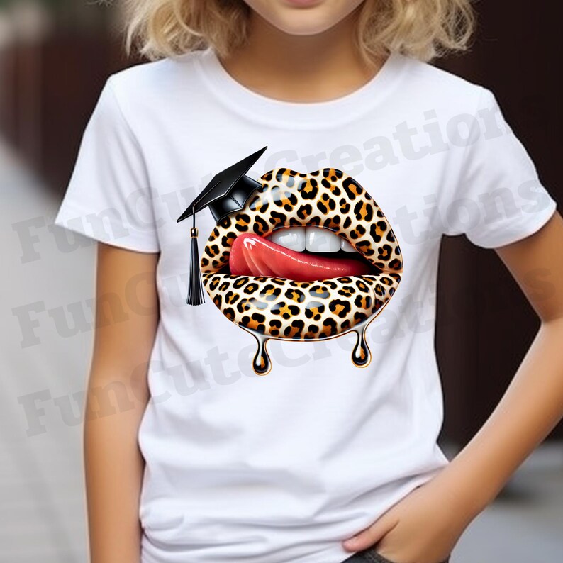 Leopard Dripping Lips Graduation PNG, Graduation Lips Clipart, Leopard ...
