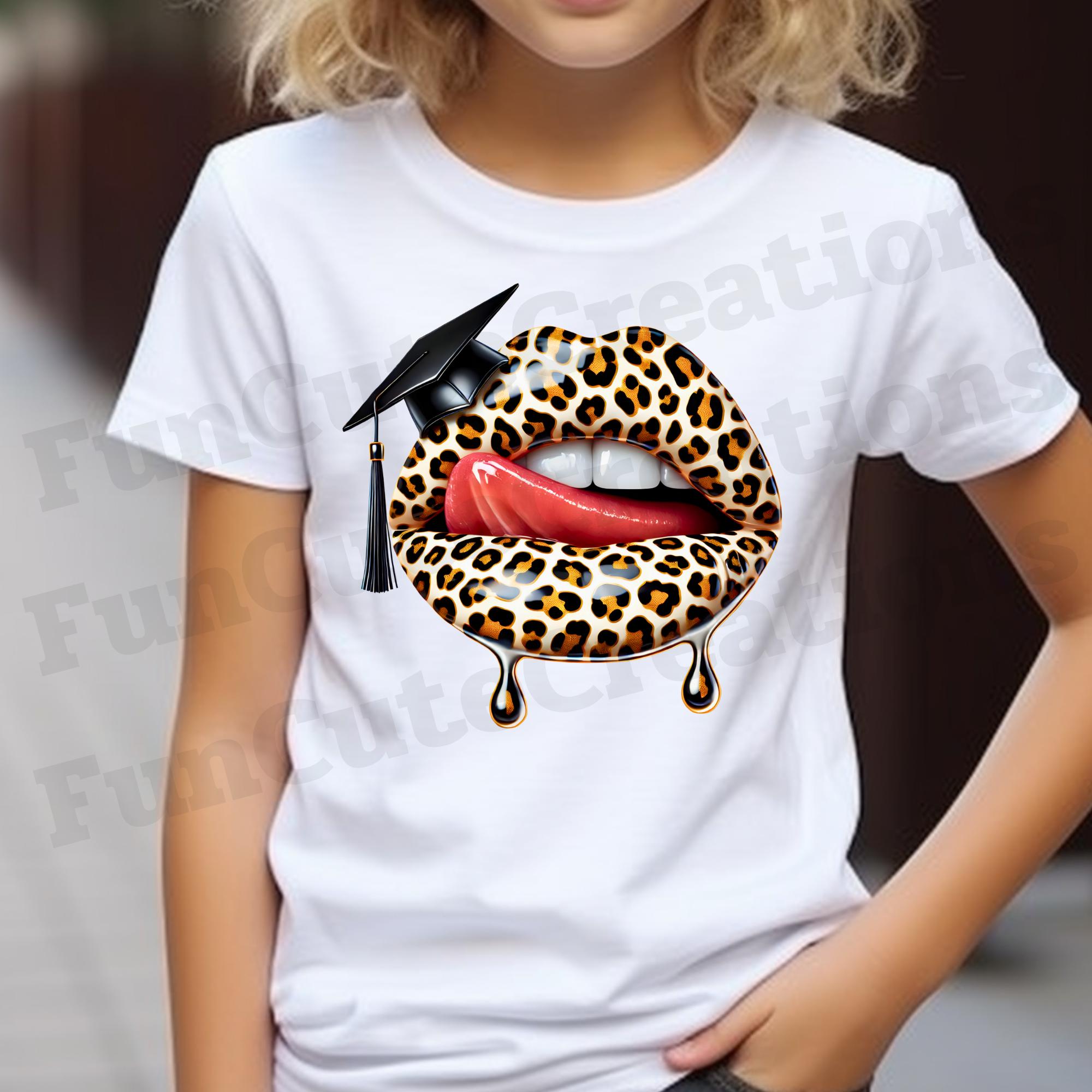 Leopard Dripping Lips Graduation PNG, Graduation Lips Clipart, Leopard ...