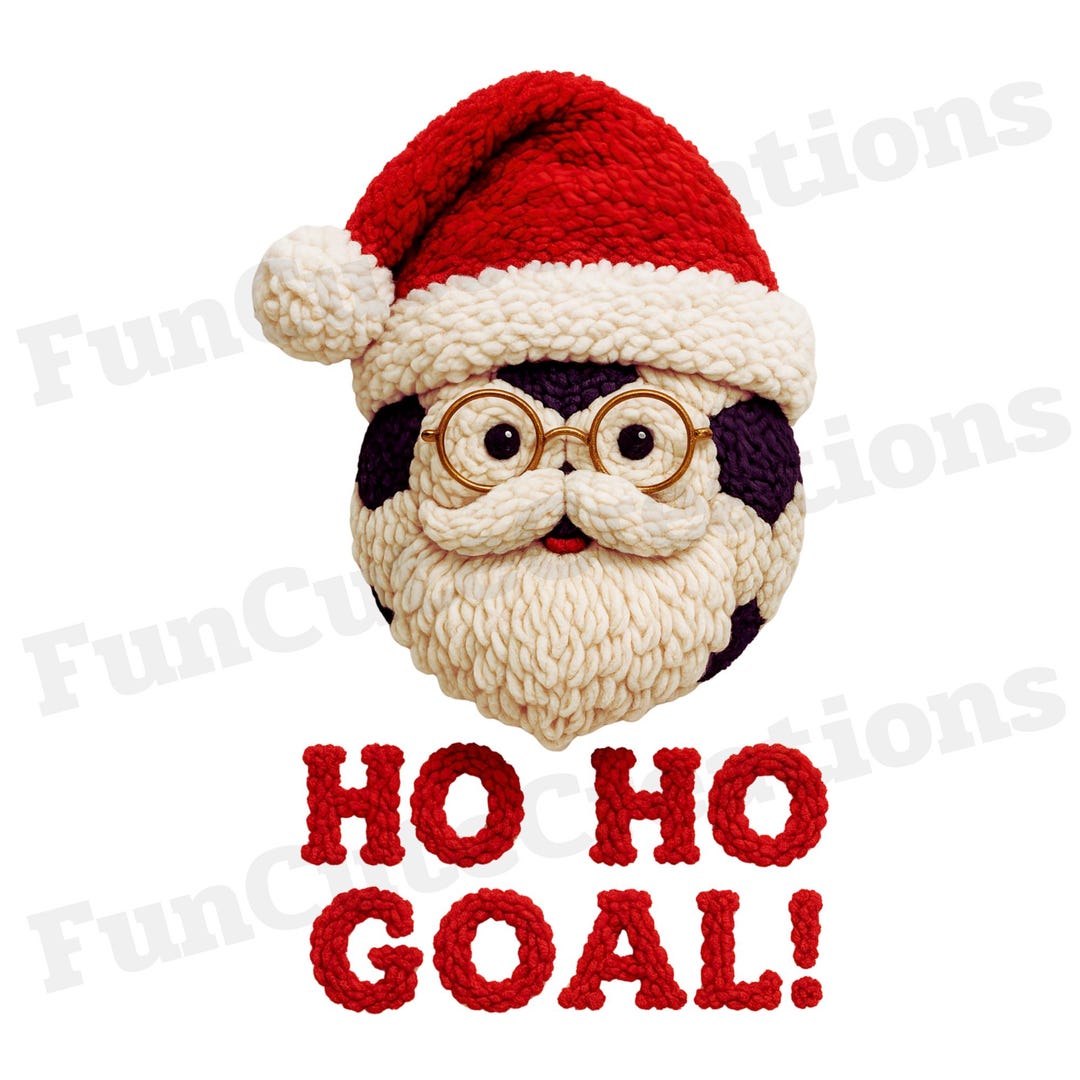 Santa Soccer Latch Hook Yarn Crochet PNG, Game Day Soccer Santa Hat PNG ...