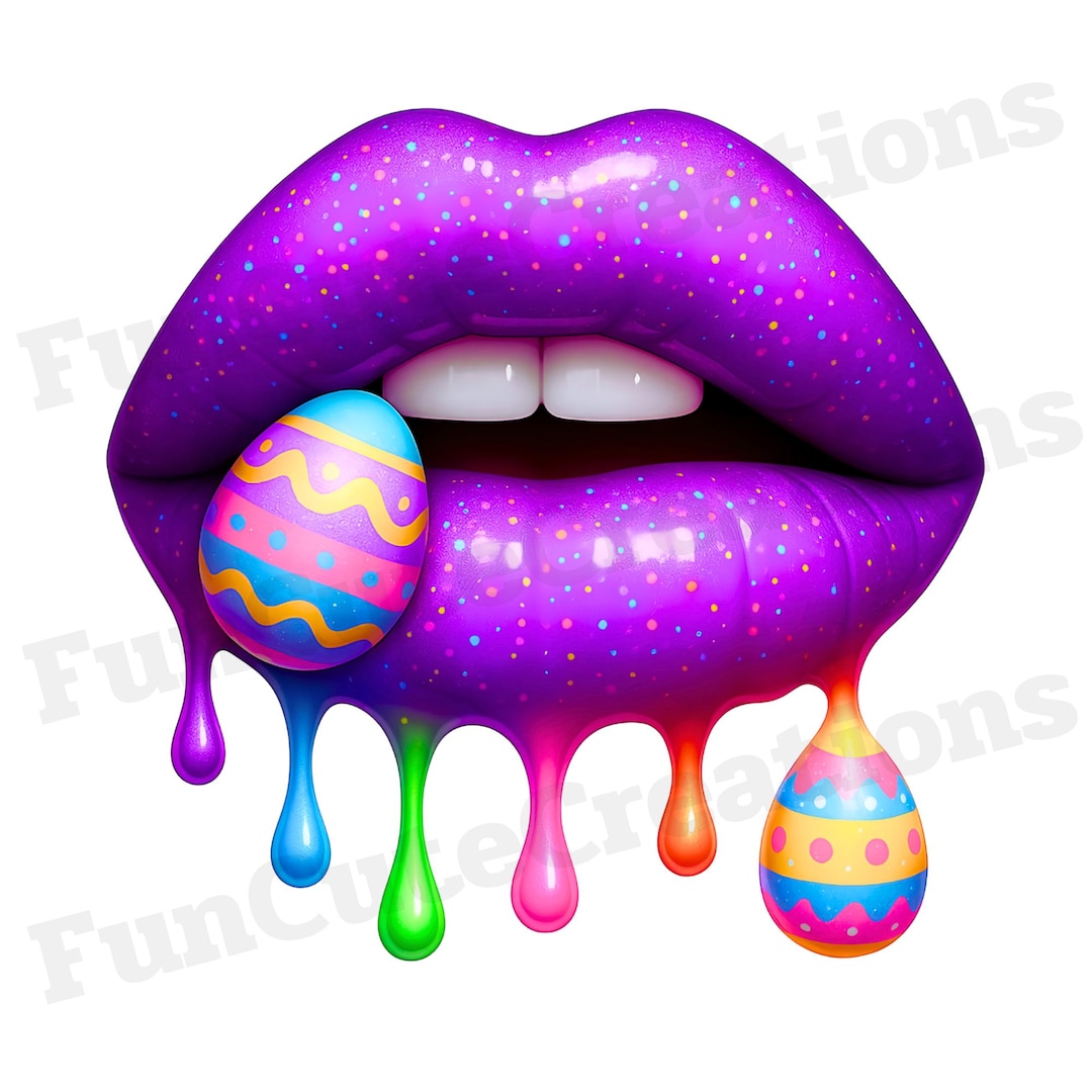 Easter Egg Dripping Lips PNG, Pastel Lips Clipart, Spring Lips PNG ...